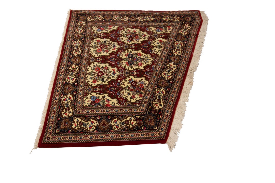 Rare Vintage Wool Rug Trapezoid Fine Handmade 4x4 Gold Rug Rectangle ...
