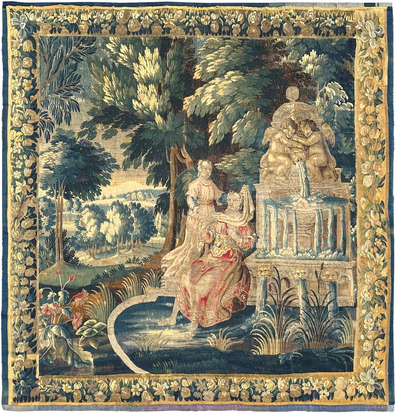 Rare 17th Century Rare Antique Flemish Tapestry Fine Wool & Silk ...