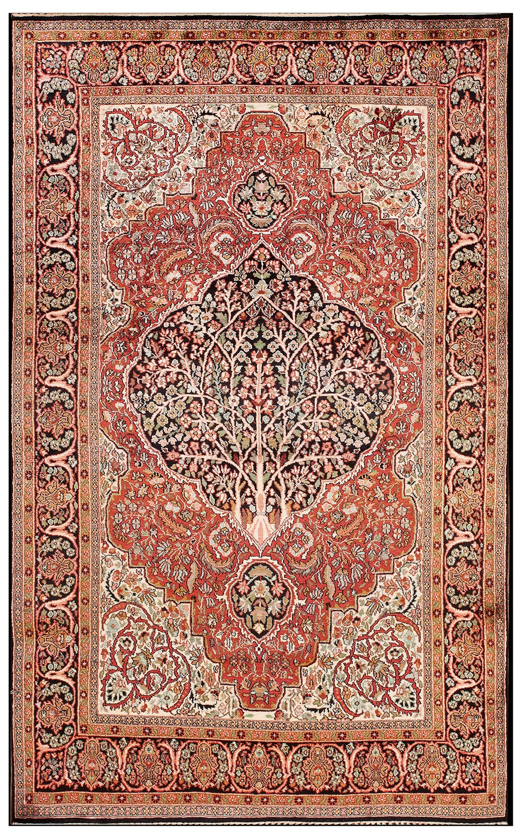 Vintage Rare Fine Silk Rug Handmade Tree of Life Quality 4x7 Red Rug ...