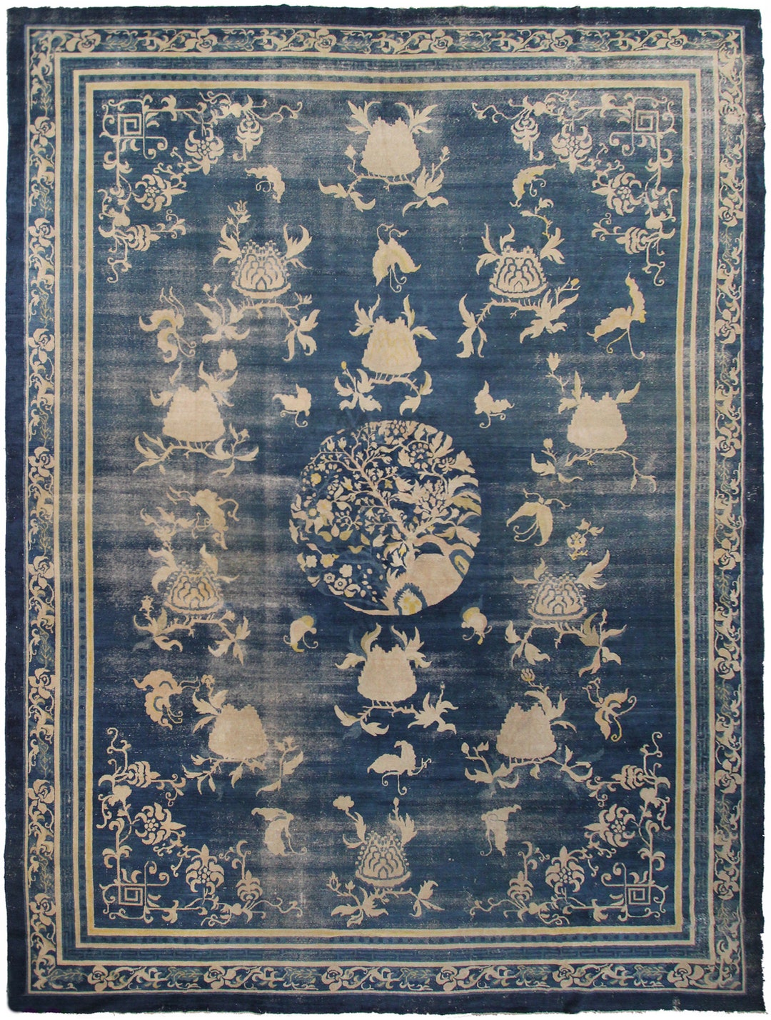 Oversized Palace Chinese Museum Rug Handmade 13x18 Blue Rug 391cm X ...
