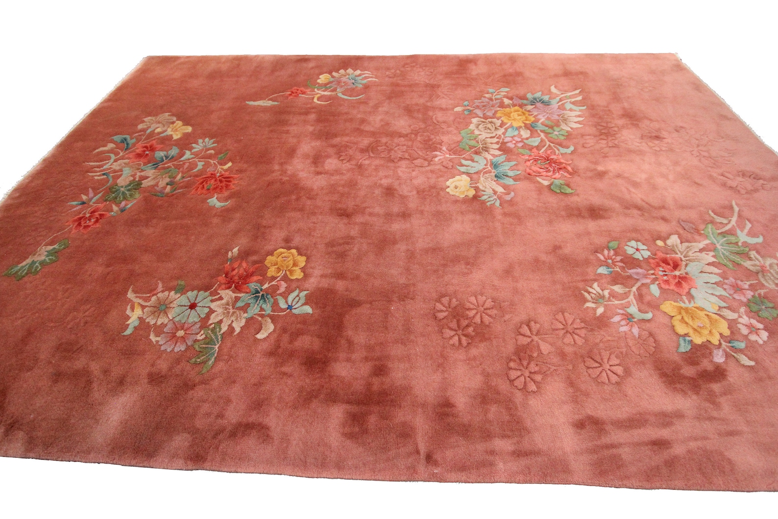 Rare Antique Art Deco Chinese Rug Handmade 6X9 Pink Rug 178cm X 262cm ...