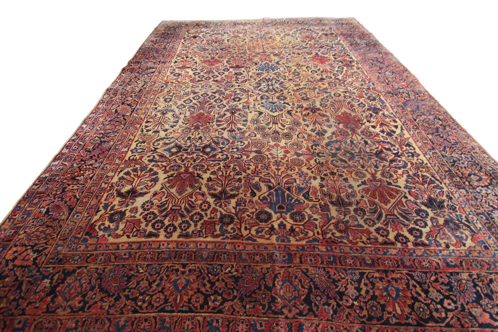 Rare Estate Antique Rug Handmade 9x12 Wool Gold Rug 274cm X - Etsy