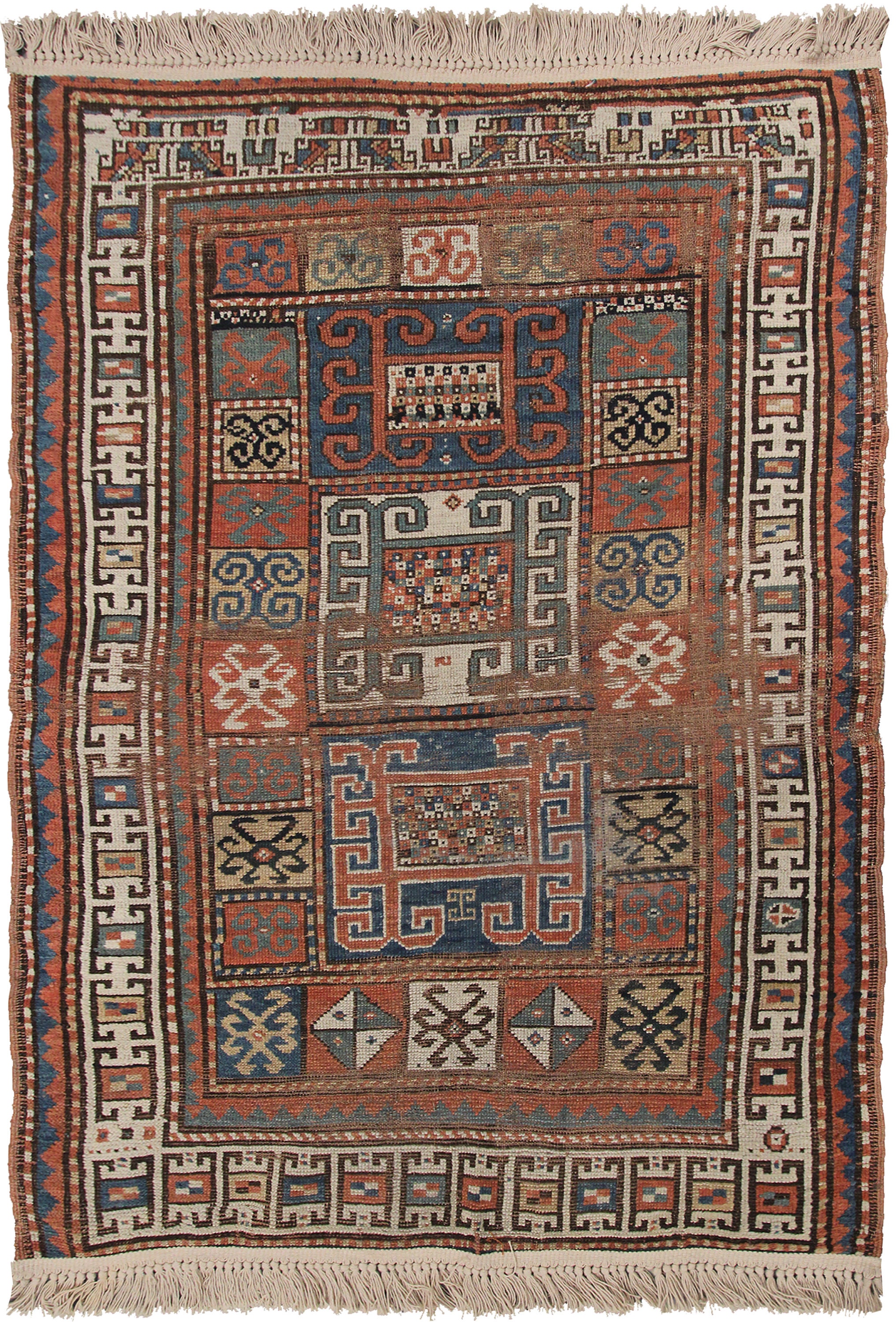 Pre-1900 Rare Tribal Antique Caucasian Kazak Rug Pinwheel Caucasian Rug ...