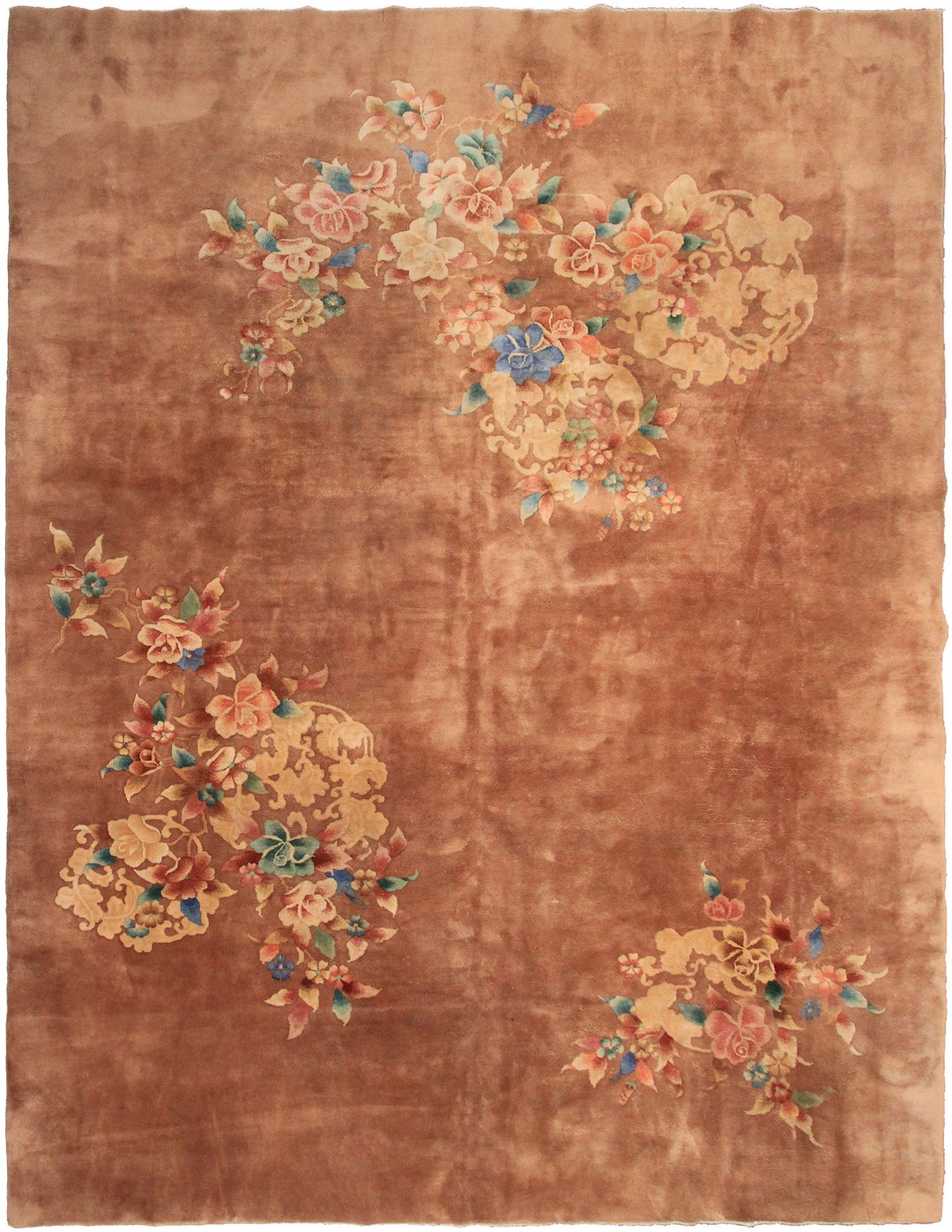 Rare Antique Art Deco Rug Handmade Chinese Art Nouveau 9x12 Brown Rug ...