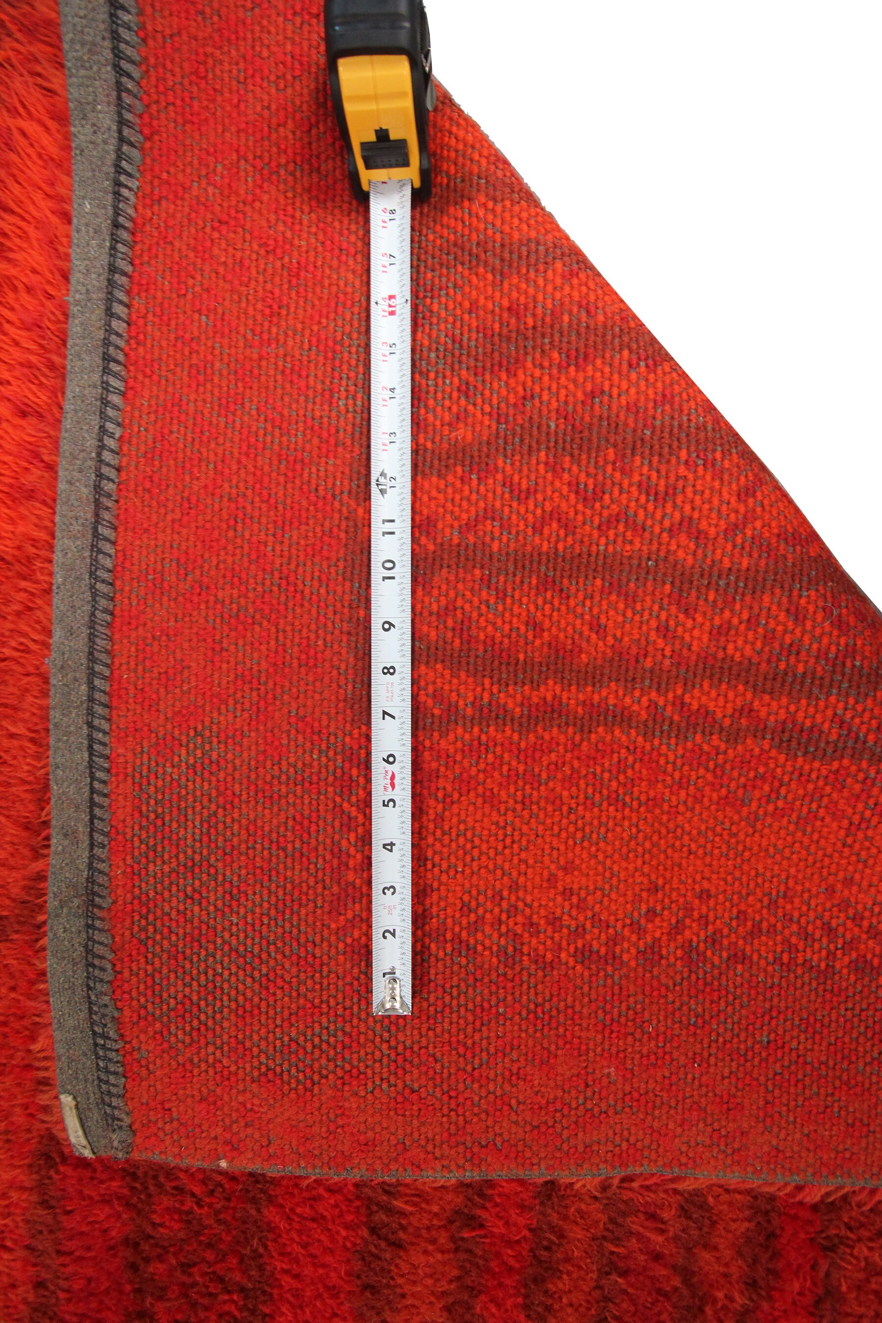 Vintage High Pile Scandinavian Rya Rug Geometric Handmade Large 6x10 ...