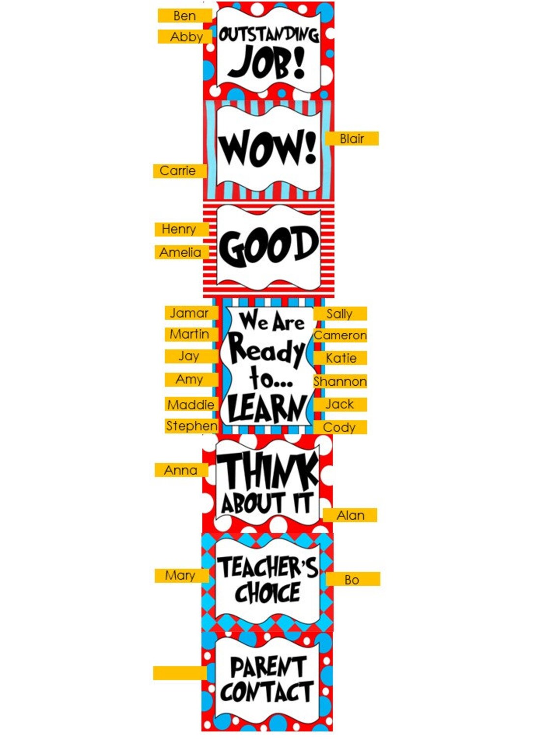 Dr. Seuss Inspired Clip Chart and Monthly Behavior Charts With Editable ...