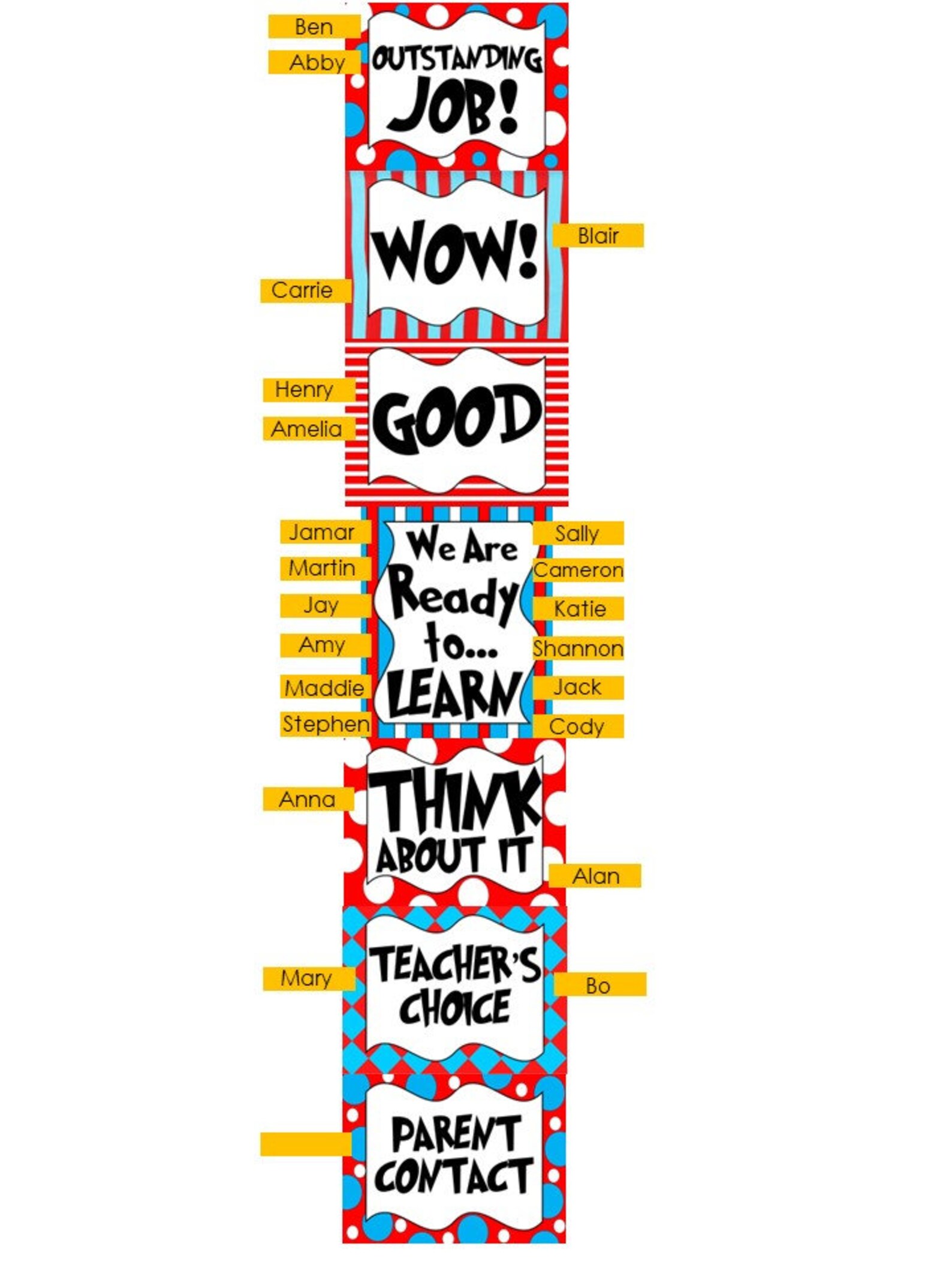 Dr. Seuss Inspired Clip Chart and Monthly Behavior Charts With Editable ...