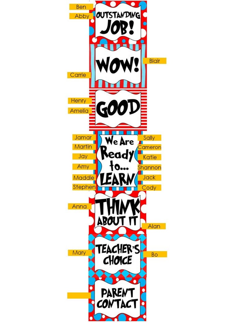 Dr. Seuss Inspired Clip Chart and Monthly Behavior Charts With Editable ...