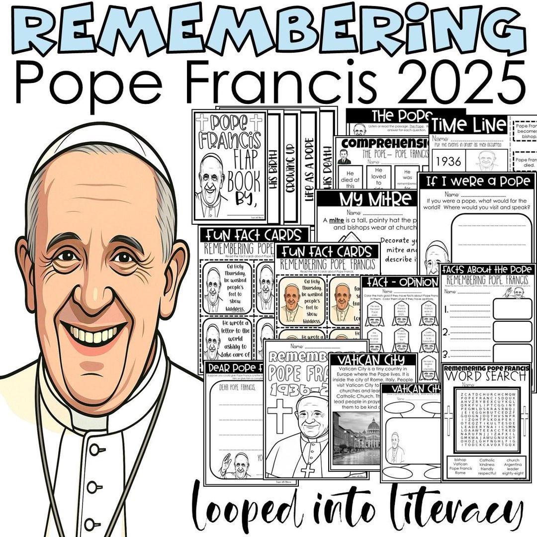 Pope Francis Remember Him 2025 Coloring Puzzles Reading Fun Facts ...
