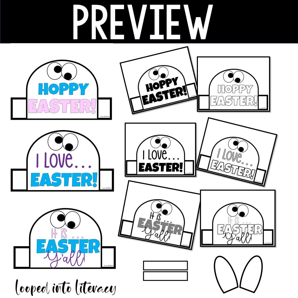 Easter Bunny Hats Editable Printable Three Versions - Etsy