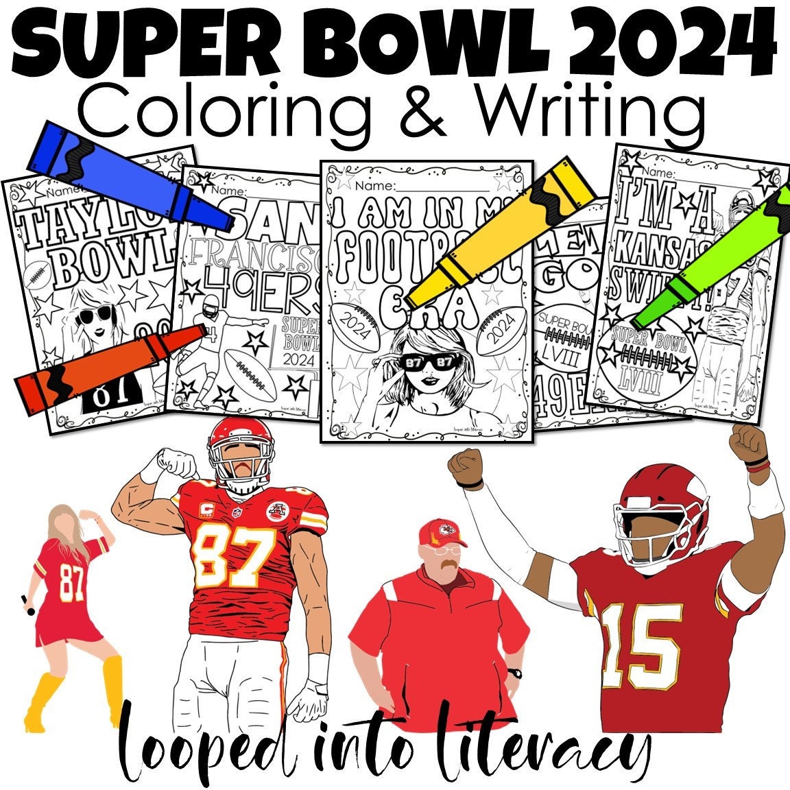 Super Bowl 2024 Coloring and Writing FUN Swiftie Bowl - Etsy