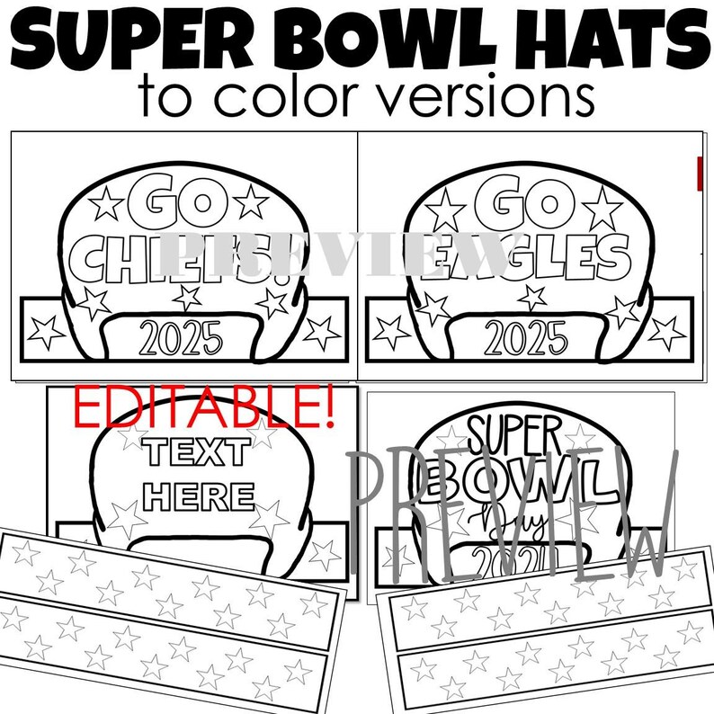 Super Bowl Hats 2025 Party Crowns Editable! - Etsy