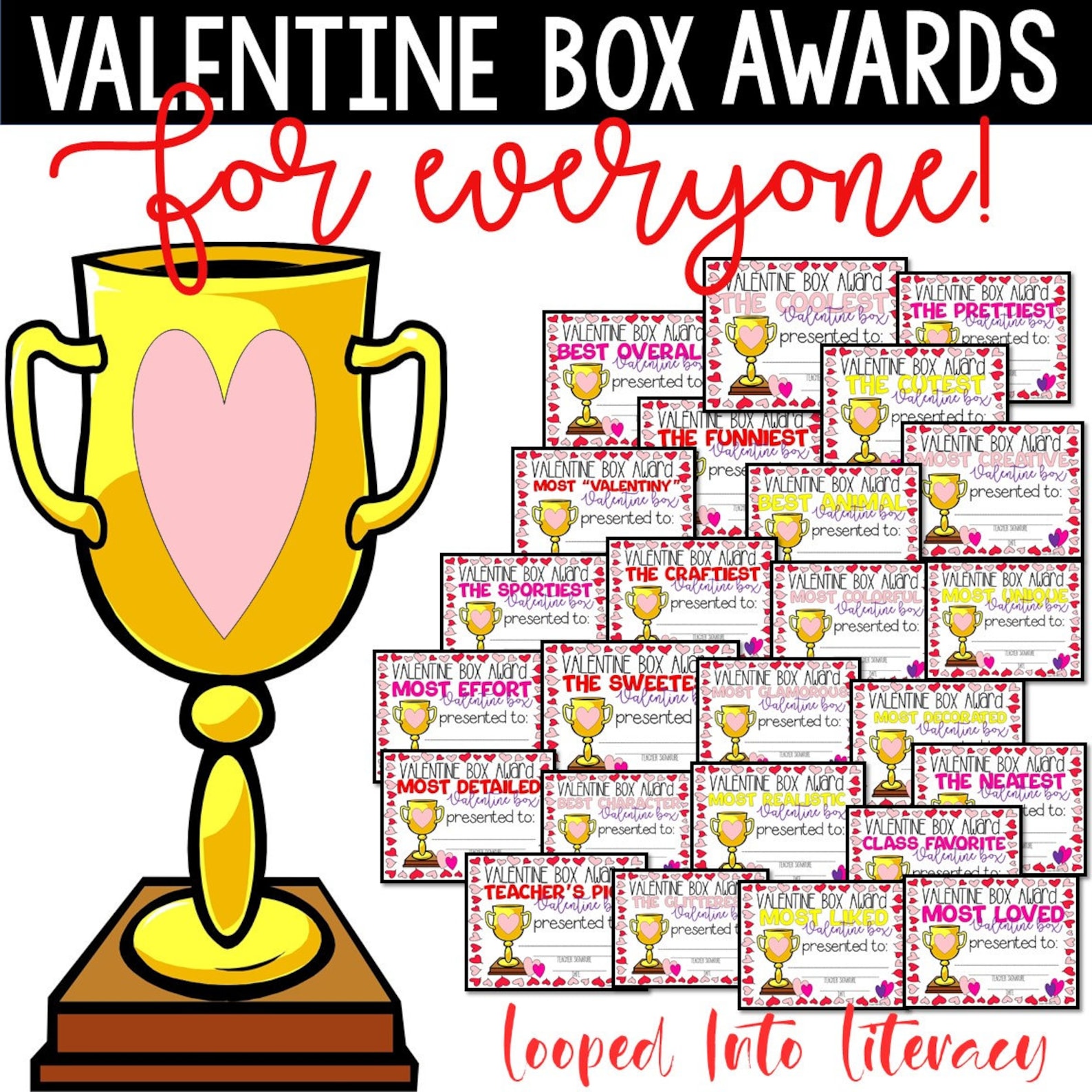 VALENTINE'S Day Box Awards Editable Valentines - Etsy