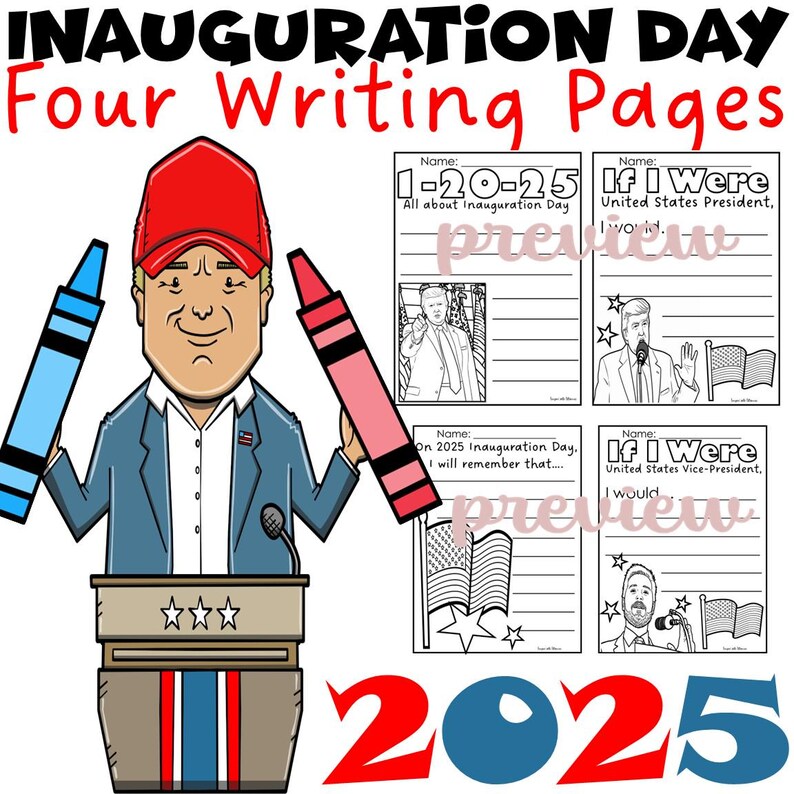Inauguration Day 2025 Coloring Pages Writing Donald Trump Election JD ...