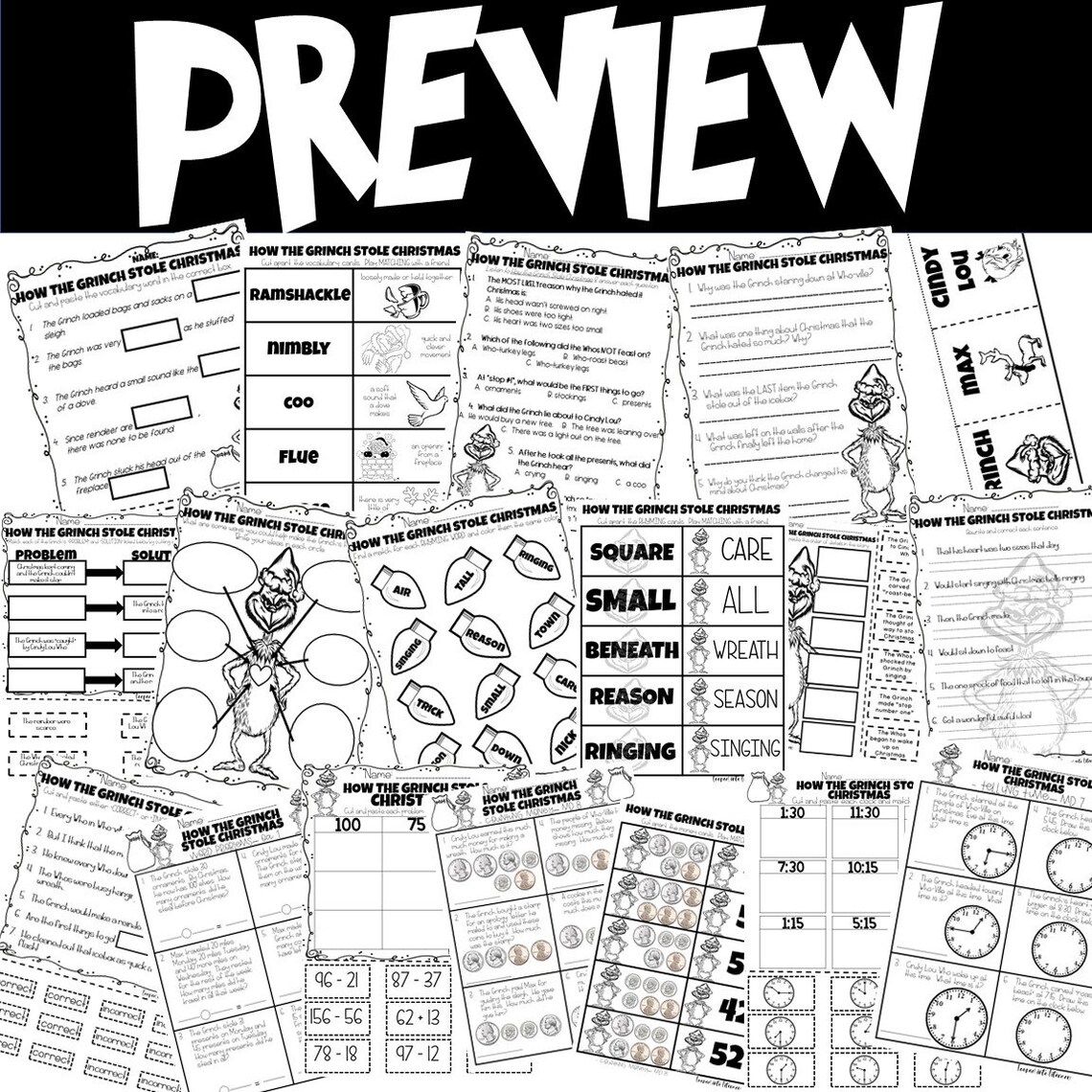 How the Grinch Stole Christmas Book Study - Etsy