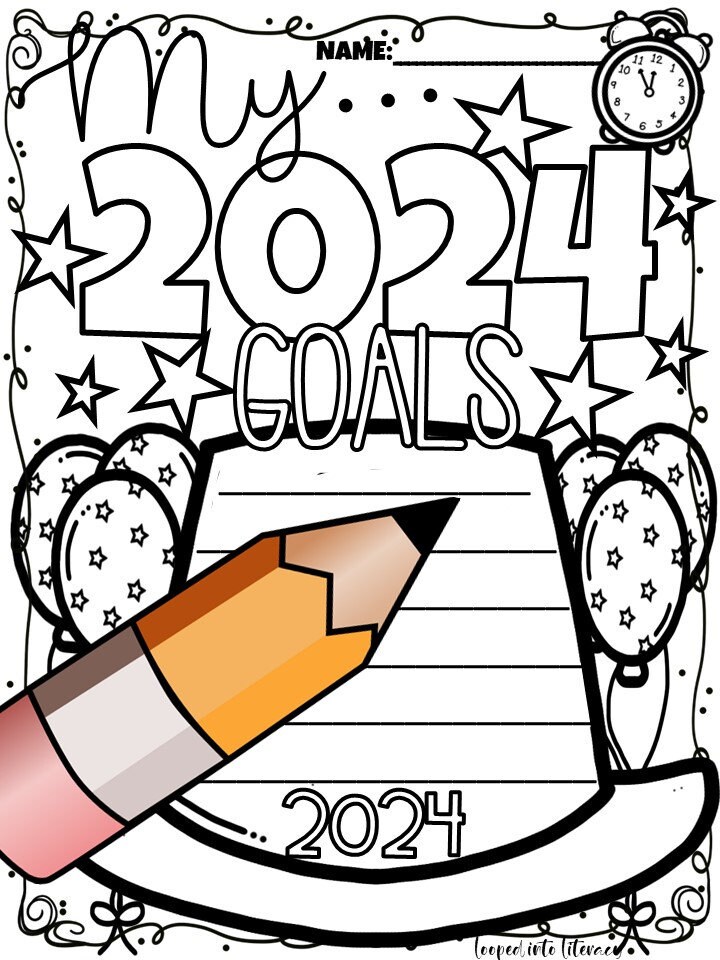 New Year's Day 2024 New Year's Coloring and Writing Pages - Etsy
