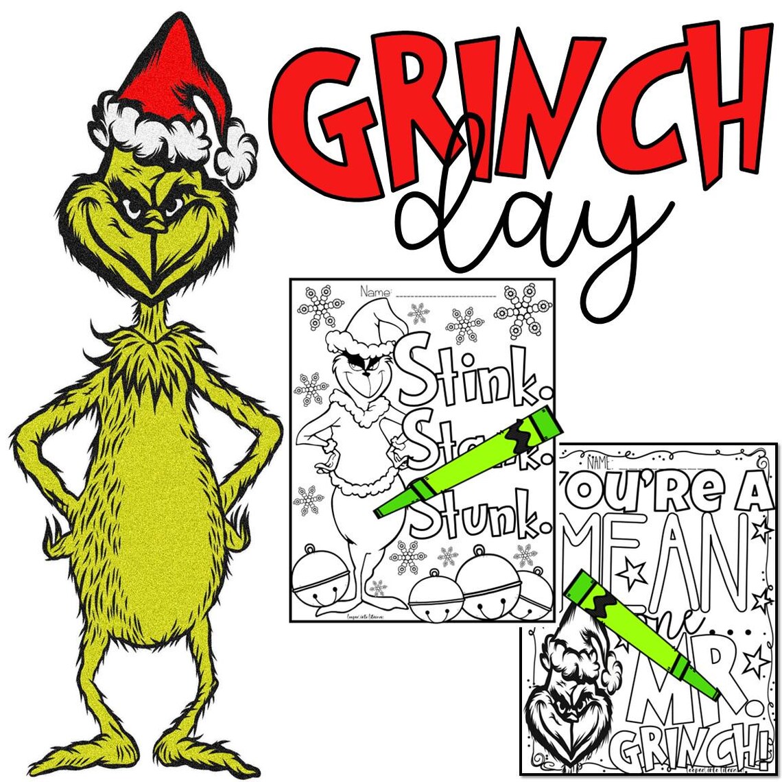 GRINCH Day Coloring Pages Christmas Fun Easy and No Prep - Etsy