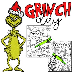 GRINCH Day Coloring Pages Christmas Fun Easy and No Prep - Etsy