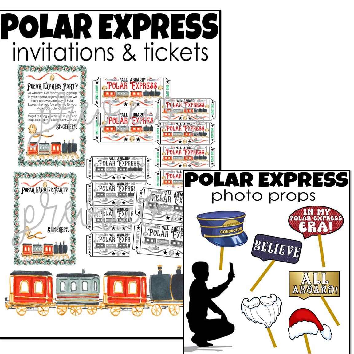 Polar Express Party Pack Banner Tickets Food Tents Editable Letters ...