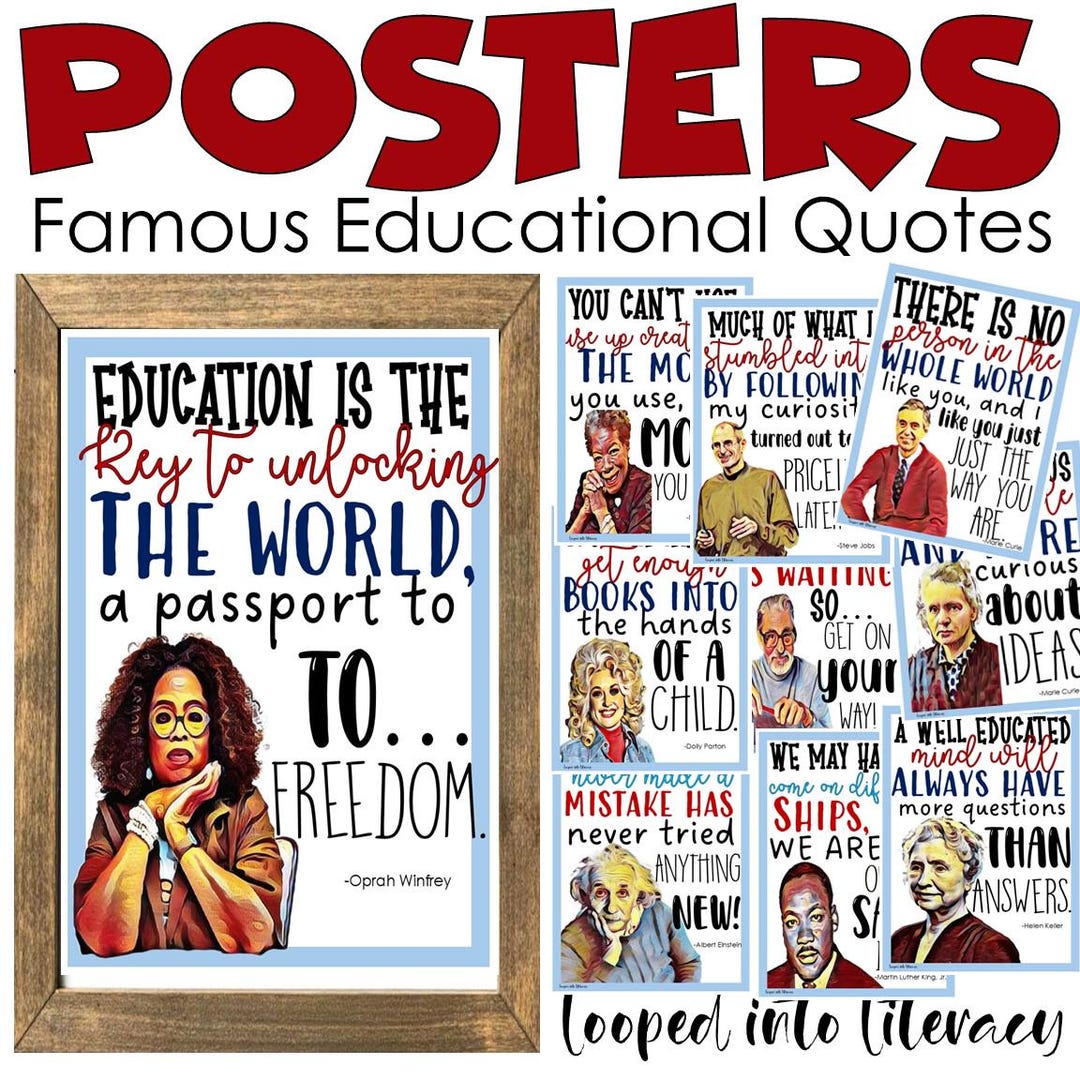 Famous Educational Quotes Classroom School Library Cafeteria Bathroom ...