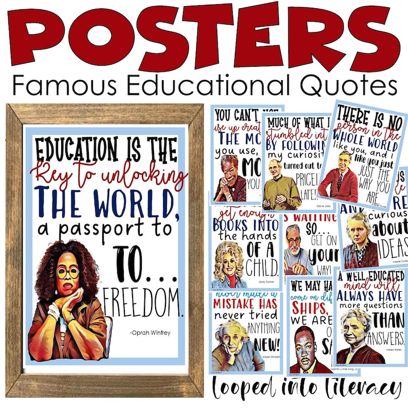 Famous Educational Quotes Classroom School Library Cafeteria Bathroom ...