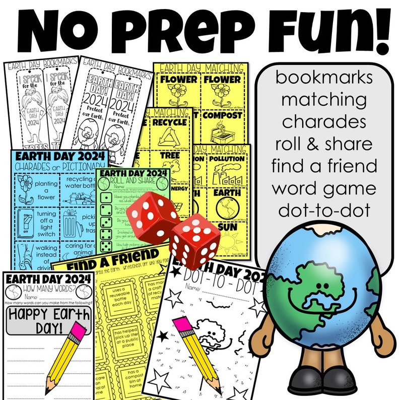 Earth Day 2024 Fun No Prep Jam Packed Printables Games Bingo Jokes ...