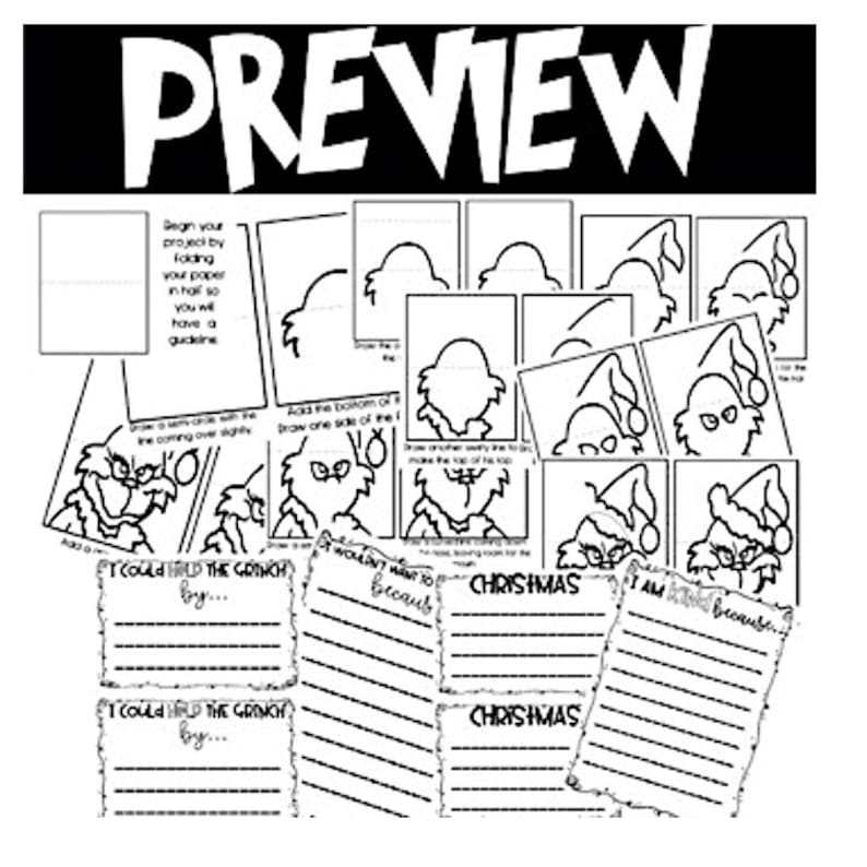 GRINCH Day Bundle Ornaments Drawings Coloring Crafts Writing Hats Book ...