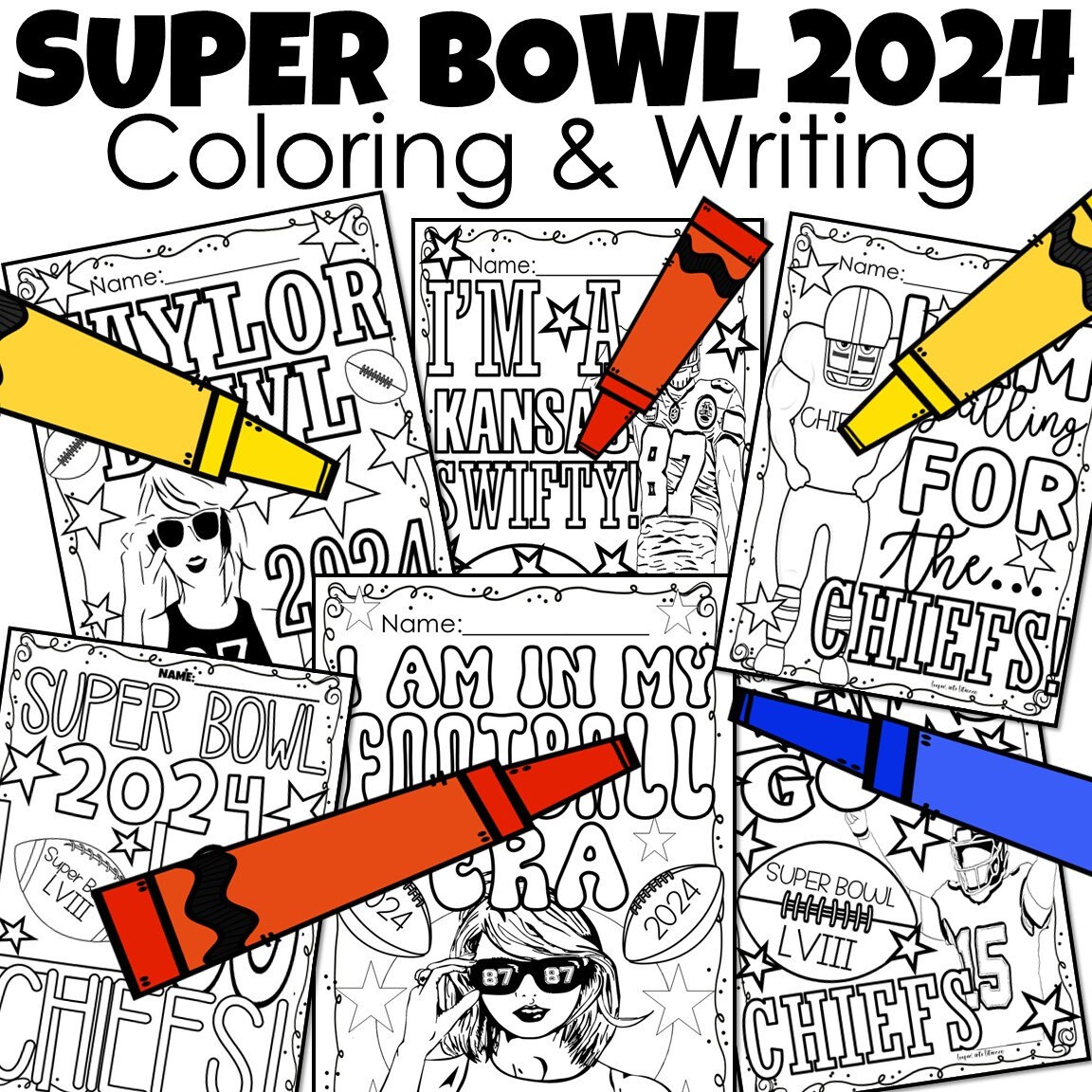 Super Bowl 2024 Coloring and Writing FUN Swiftie Bowl - Etsy