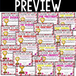 VALENTINE'S Day Box Awards Editable Valentines - Etsy