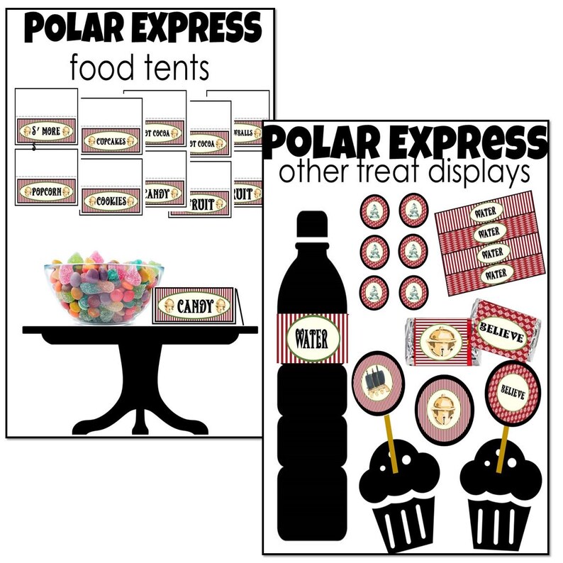 Polar Express Party Pack Banner Tickets Food Tents Editable Letters ...