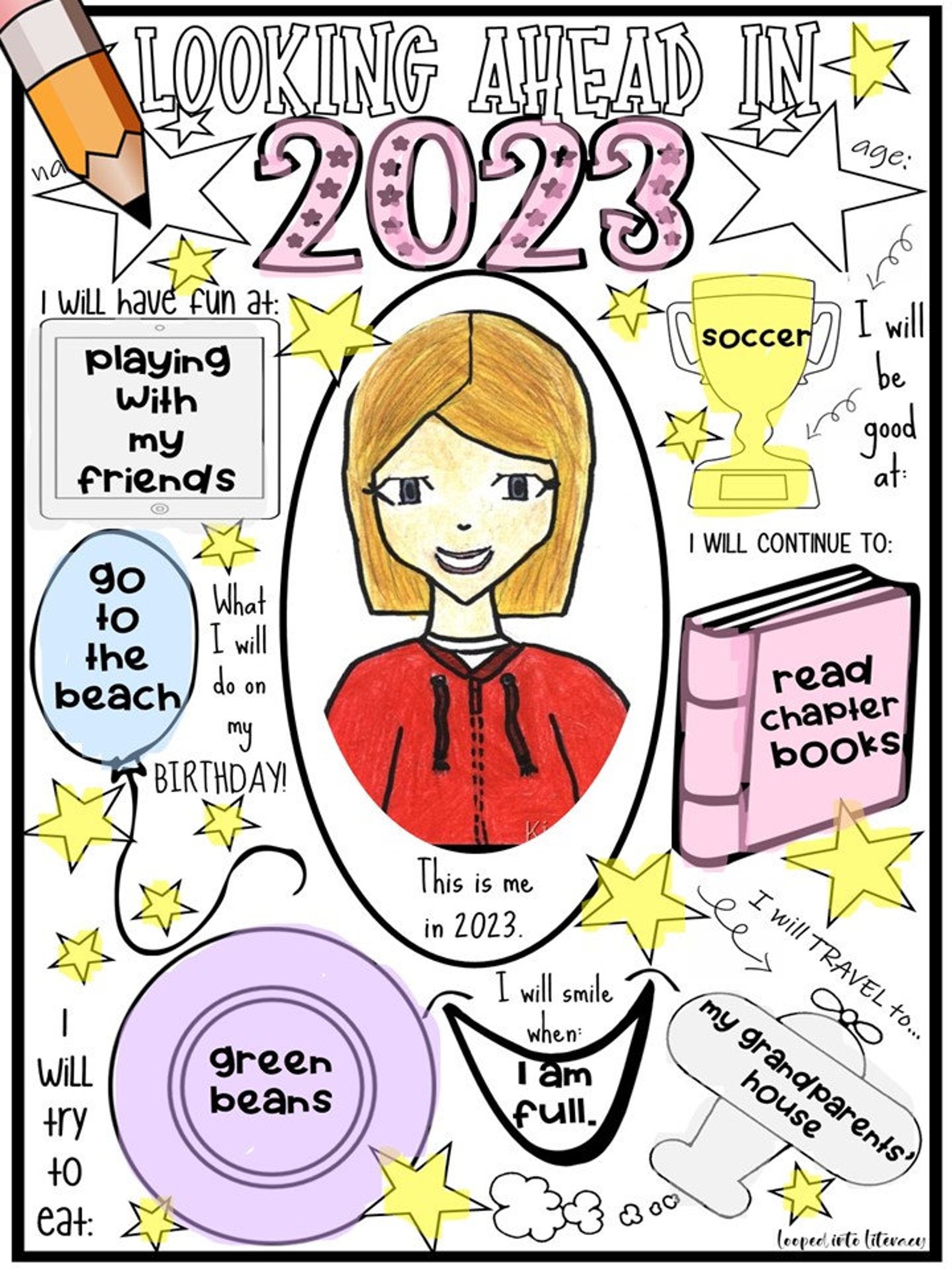 2023 New Year Posters Writing Resolutions Goals Coloring 11" X 17" - 25 ...