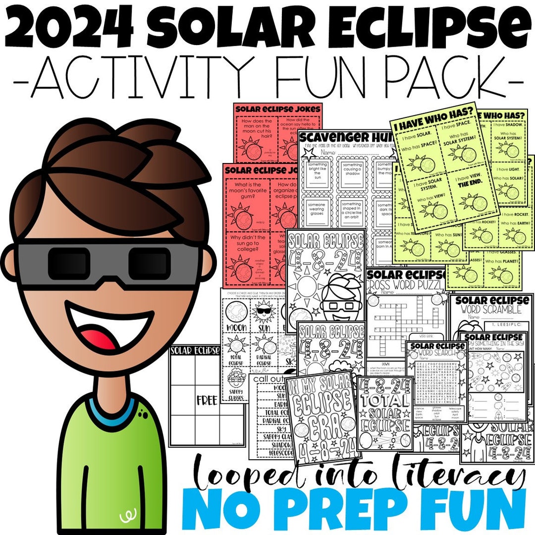 Total Solar ECLIPSE 2024 Great American Eclipse FUN Pack Coloring Pages ...
