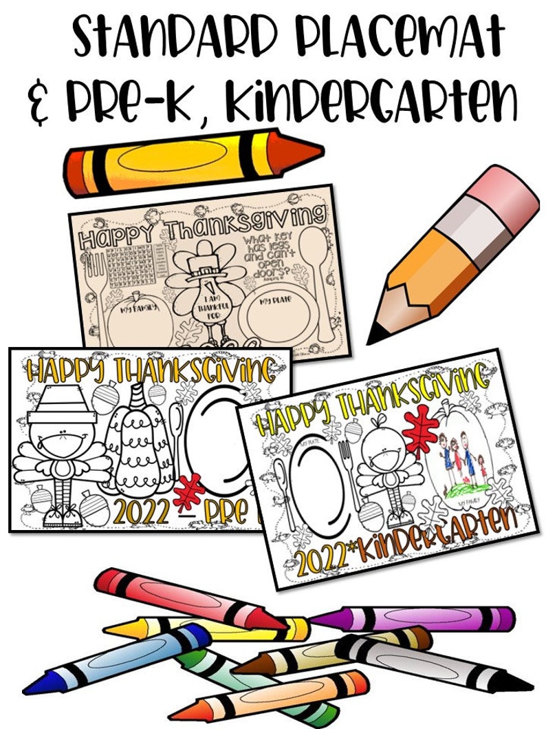 2023 Thanksgiving Placemats - 11" X 17" - Editable - Pre K 1st 2nd 3rd ...