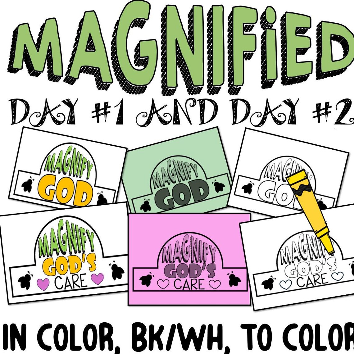MAGNIFIED Vbs Vacation Bible School Craft Hats Crowns Coloring for Each ...