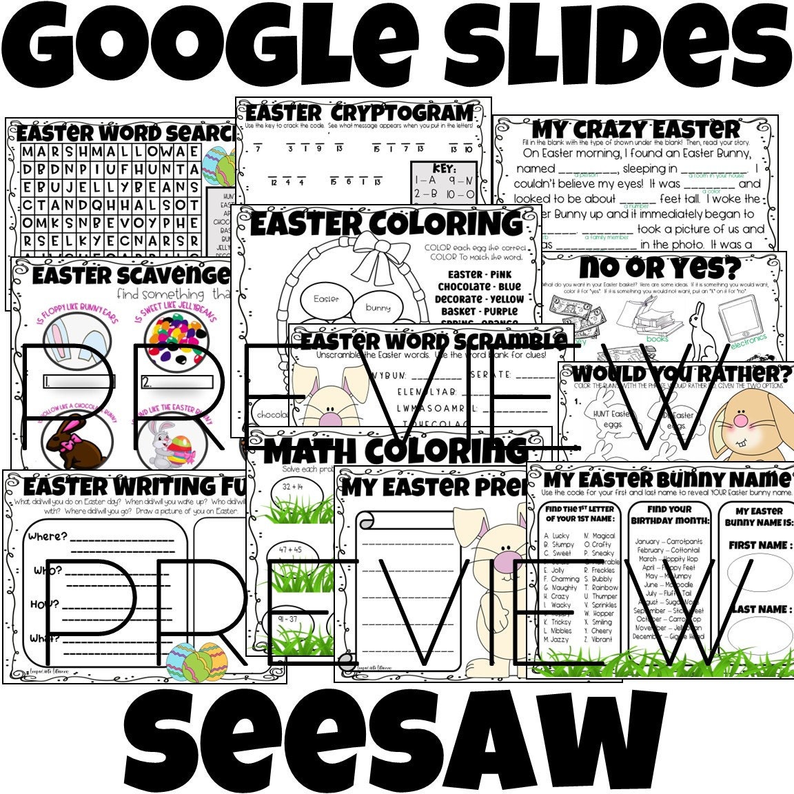 Easter Fun Pack Games Printables Digital Word Search Writing Scavenger ...