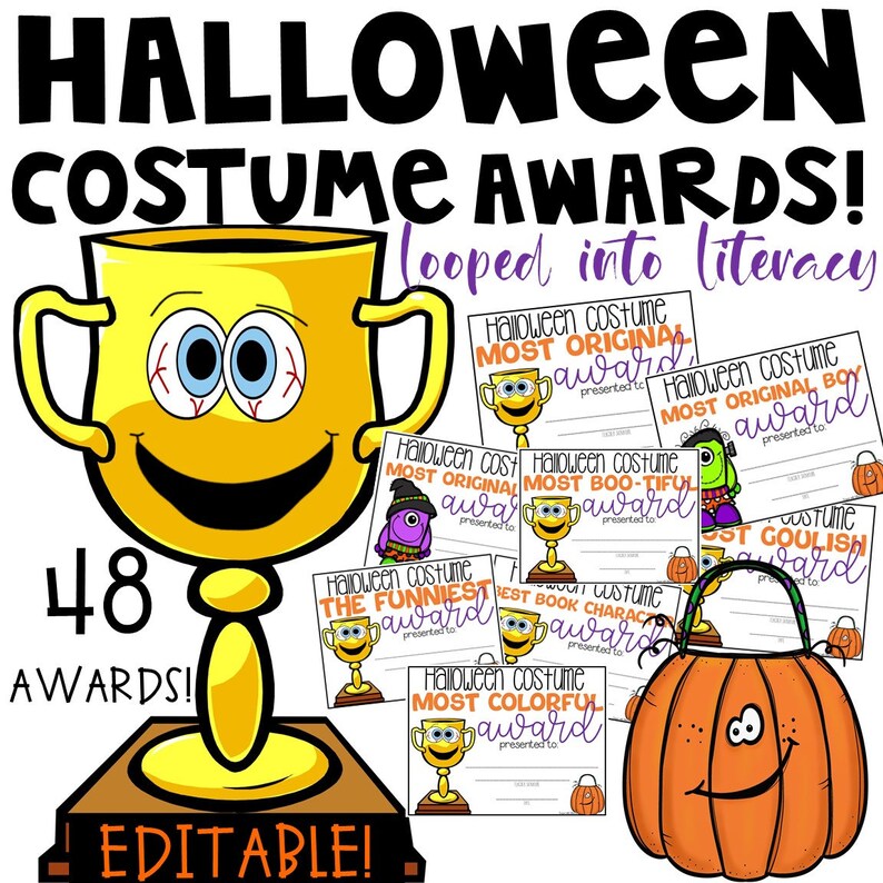 Halloween Awards for Kids and Adults Editable for Names and Awards 48 ...