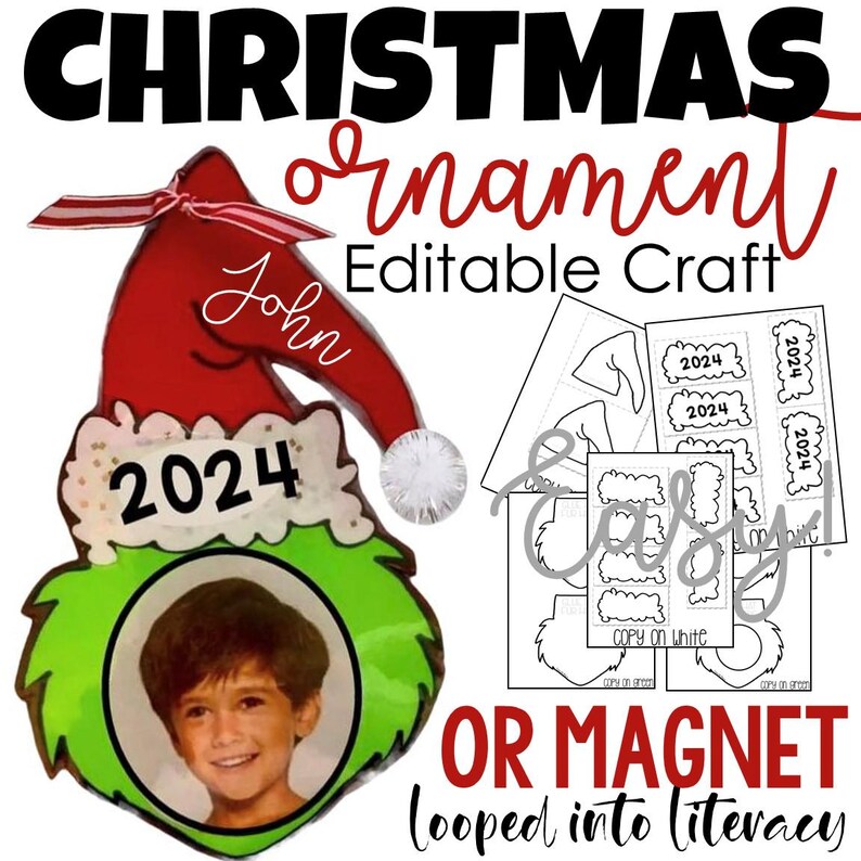 GRINCH Day Ornament Magnet Craft With Photo - Etsy
