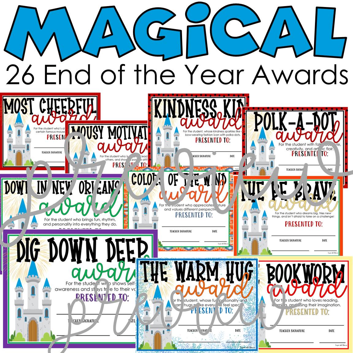 MAGICAL Awards End of the Year Amusement Park Themed 26 Awards Editable ...