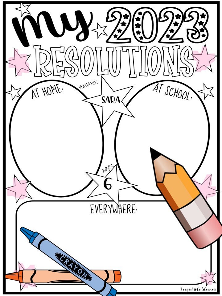2023 New Year Posters Writing Resolutions Goals Coloring 11" X 17" - 25 ...