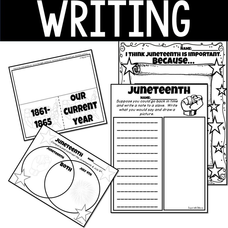 JUNETEENTH No Prep Coloring Reading Pack Activities Literacy Writing ...