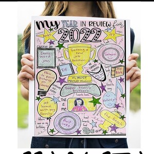 2023 New Year Posters Writing Resolutions Goals Coloring 11" X 17" - 25 ...