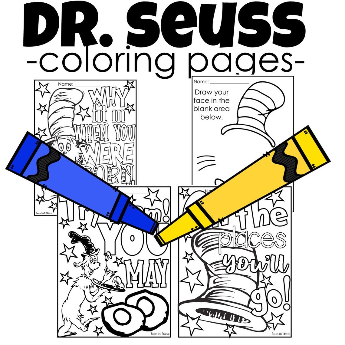 Dr. Seuss Read Across America Week Cat in the Hat Color Pages - Etsy