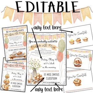 Muffins With MOM Invitations Envelopes Digital Mother's Day Party ...