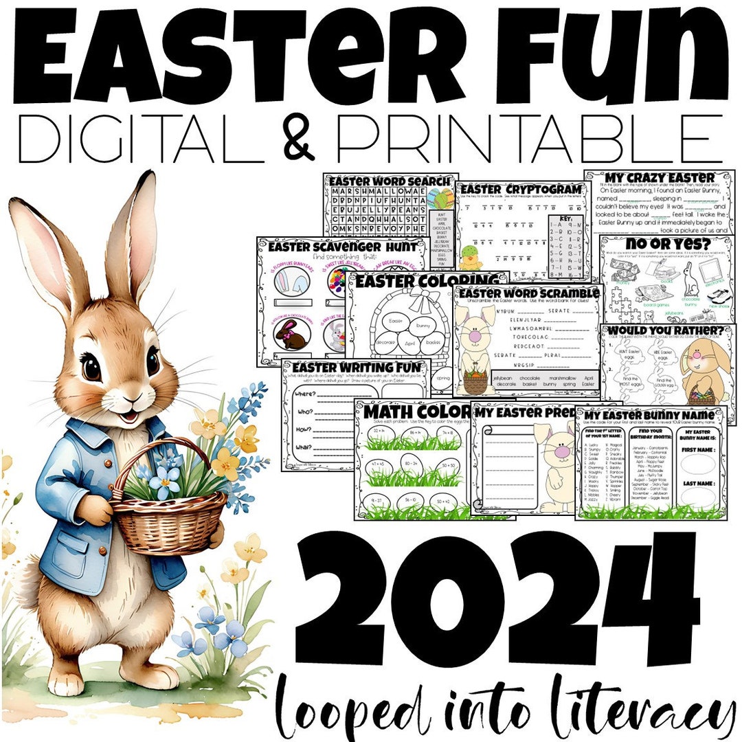 Easter Fun Pack Games Printables Digital Word Search Writing Scavenger ...