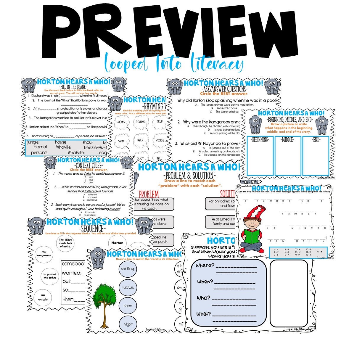 Horton Hears a Who Book Study Book Companion Slides Printables Google ...