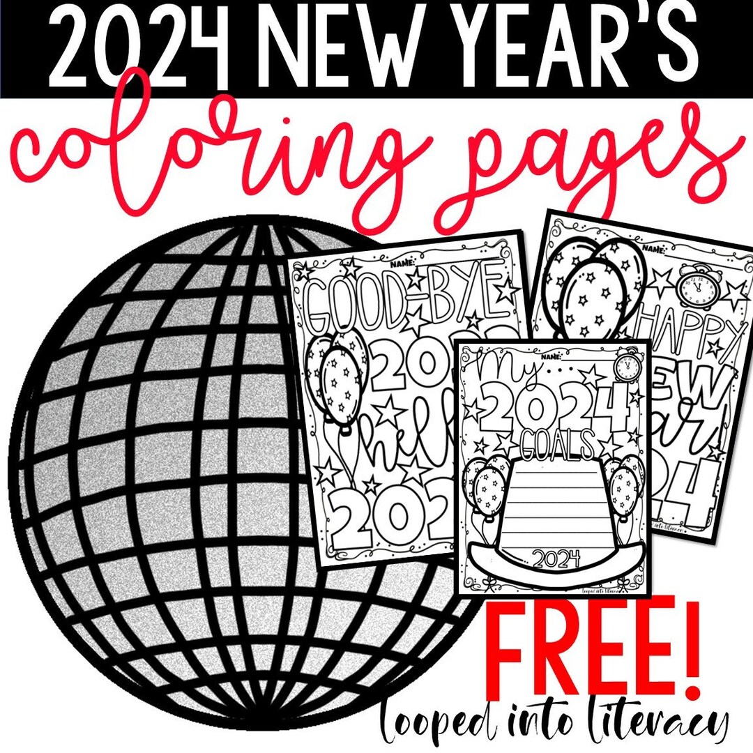 New Year's Day 2024 New Year's Coloring and Writing Pages - Etsy