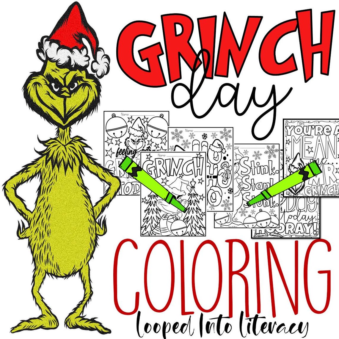 GRINCH Day Coloring Pages Christmas Fun Easy and No Prep - Etsy