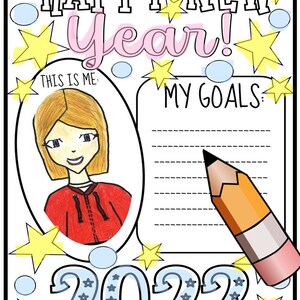 2023 New Year Posters Writing Resolutions Goals Coloring 11" X 17" - 25 ...