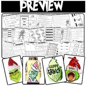 GRINCH Day Bundle Ornaments Drawings Coloring Crafts Writing Hats Book ...