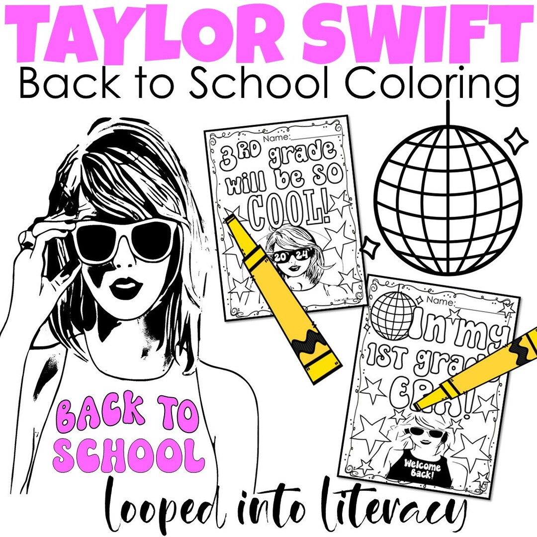 Taylor Swift Coloring Fun Sheets Pages Back to School 2024 Kindergarten ...